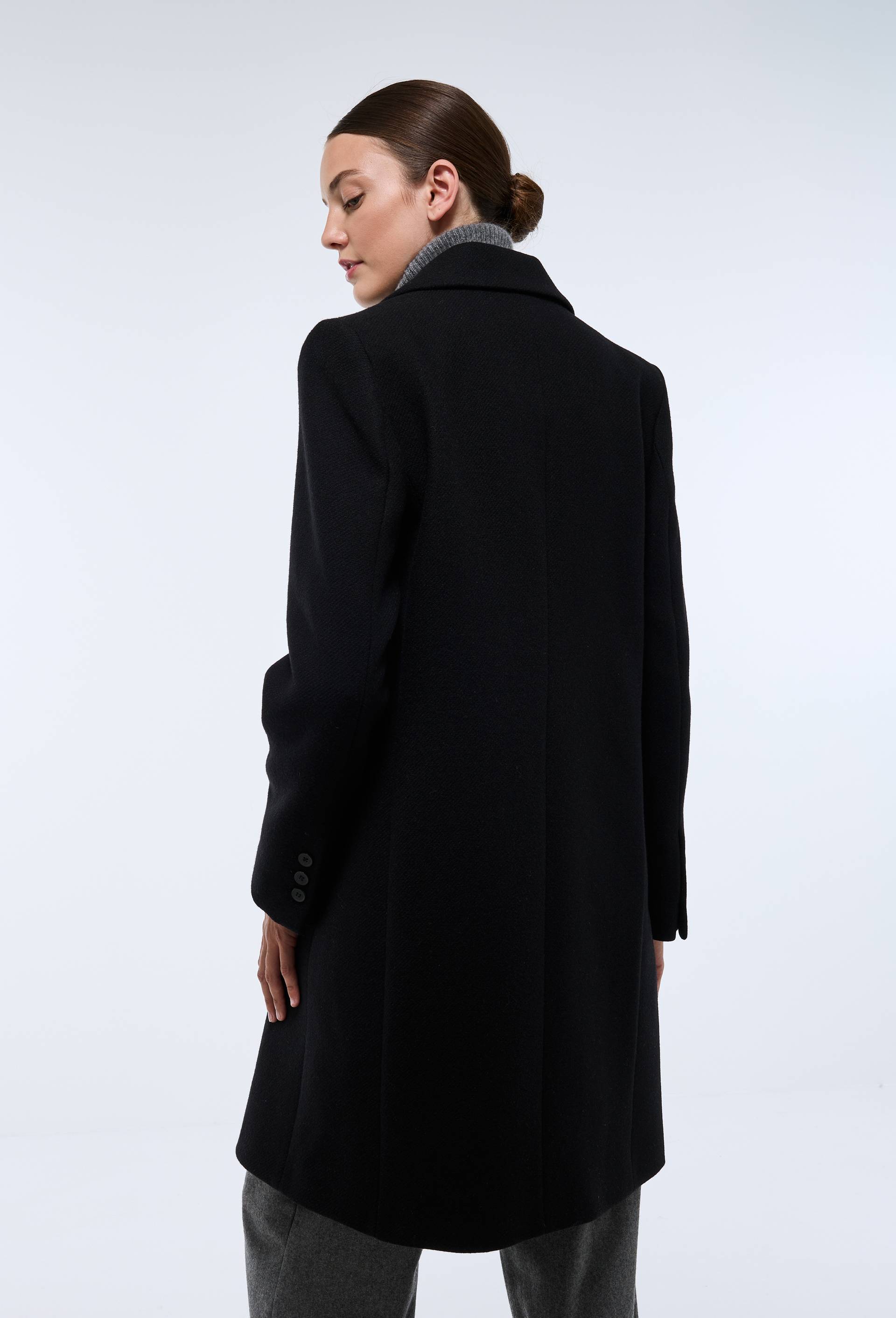 Manteau mi-long boutons croisés contenant de la laine NOIR pour femme MONOPRIX PREMIUM