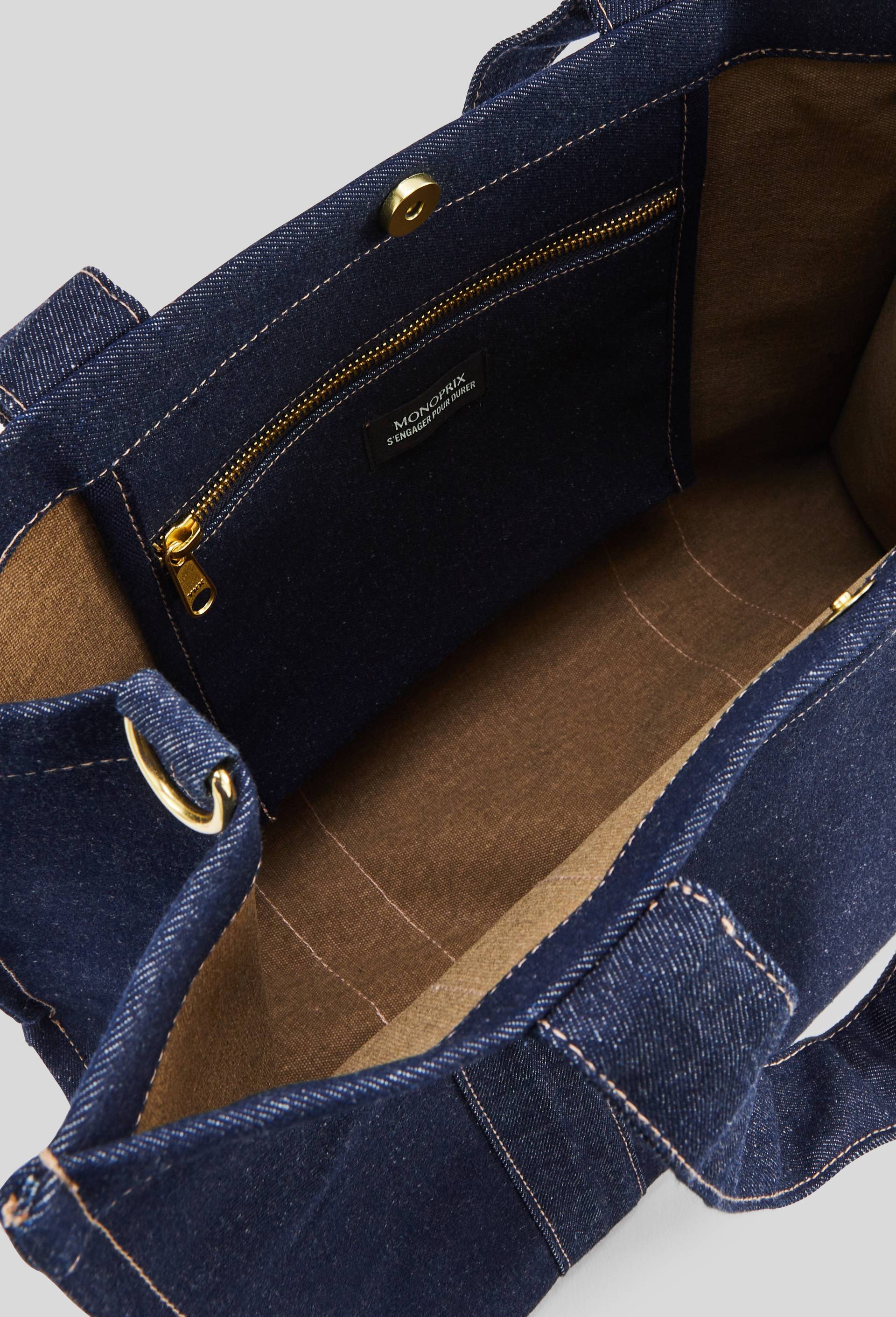 Cabas en denim BIO GOTS BLEU FONCE pour femme MONOPRIX