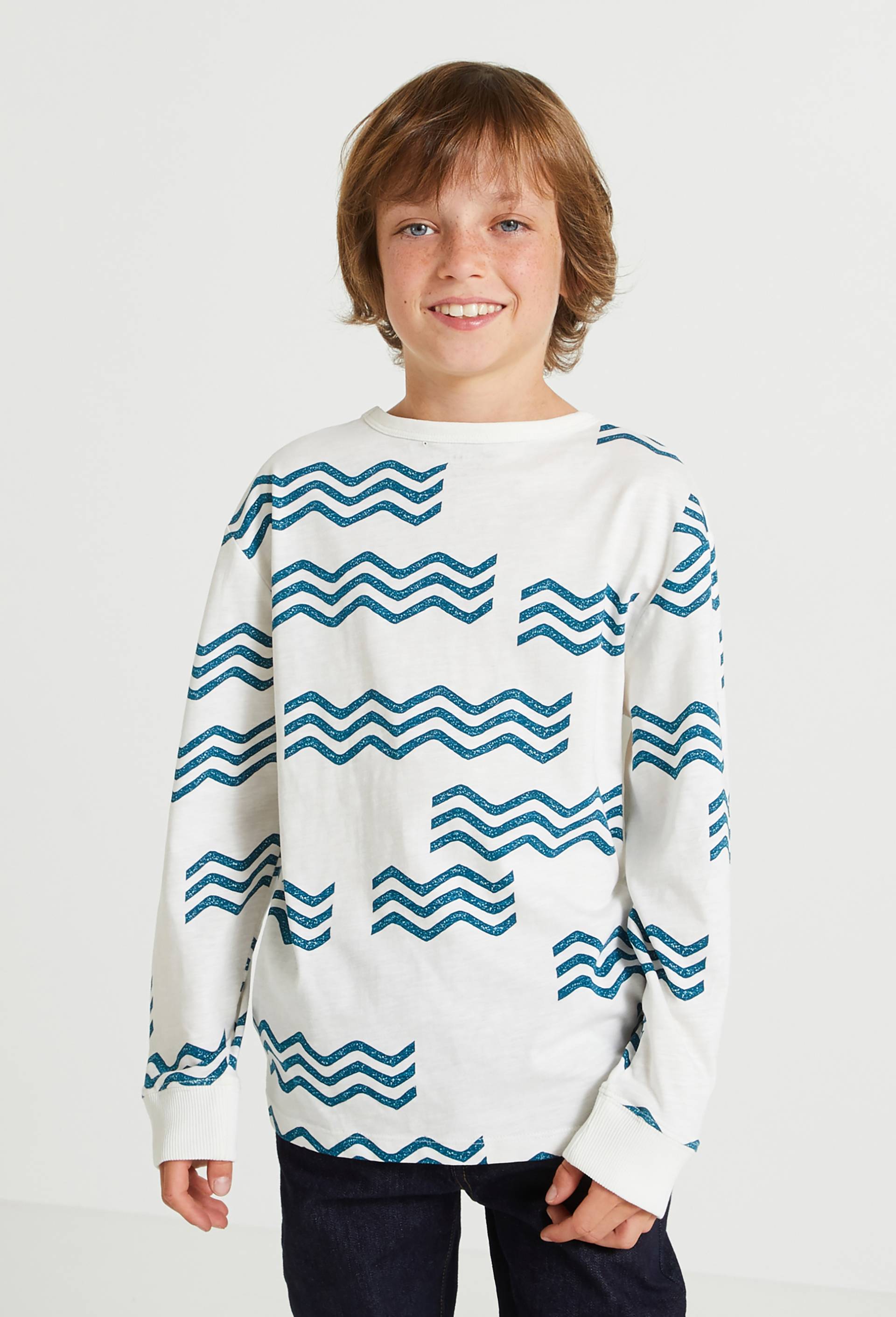 T-shirt manches longues imprim{ en coton BIO ECRU pour enfant MONOPRIX TEENS