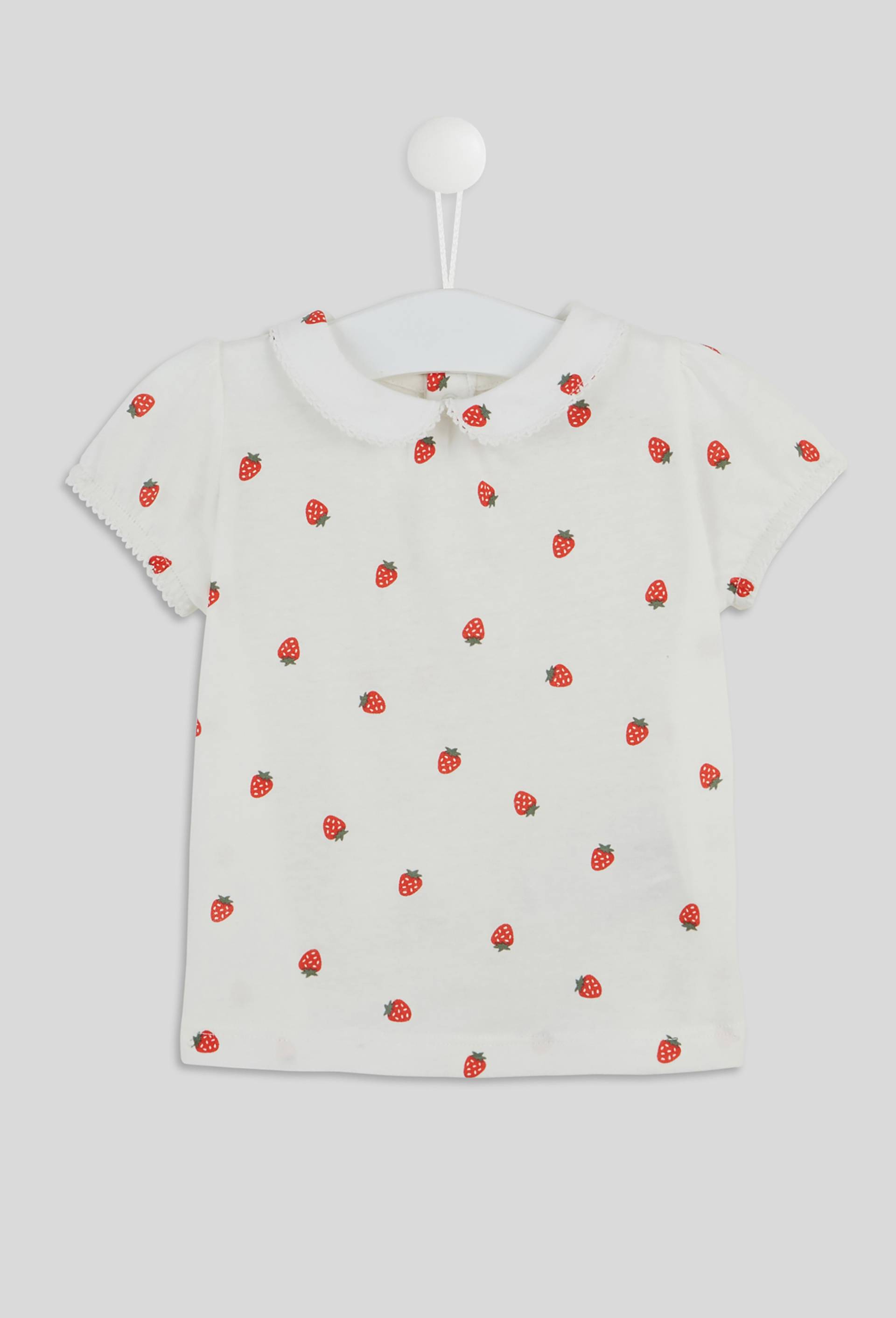 Blouse imprimée fraises col claudine manches courtes, fille, en coton ...