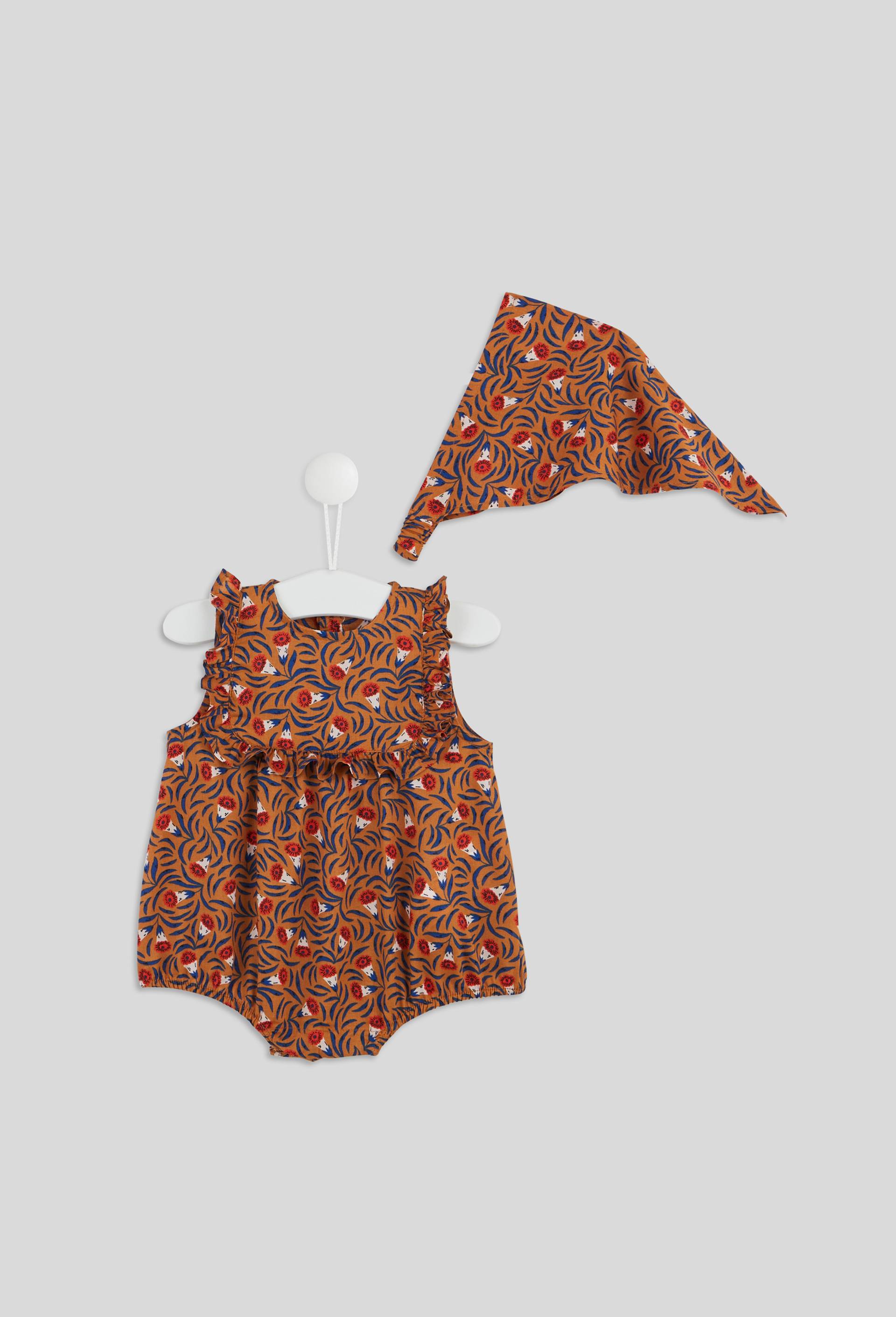 Barboteuse imprimée, en coton BIO ECRU pour bébé Bout'Chou