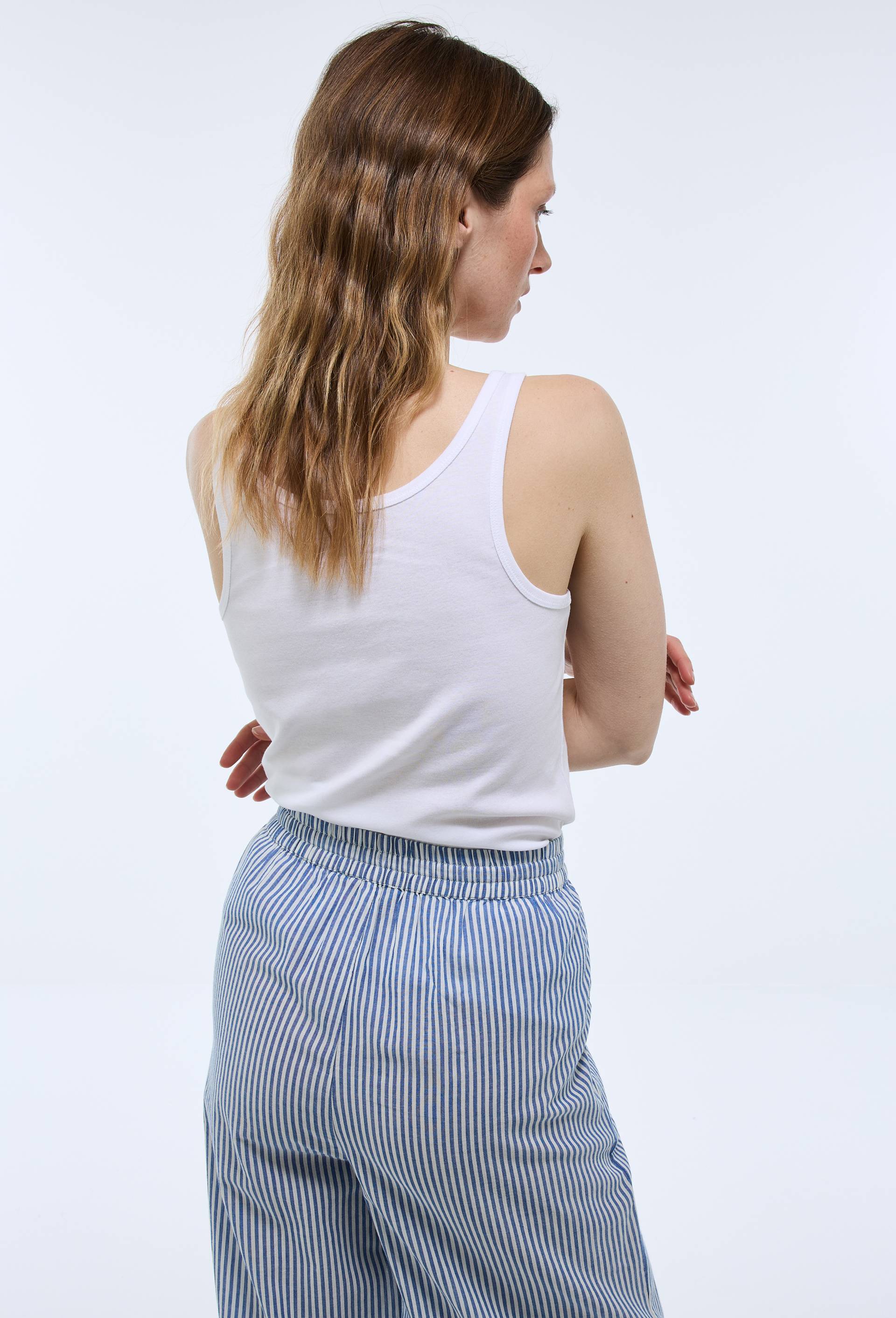 Débardeur col V uni en coton BIO GOTS BLANC pour femme MONOPRIX