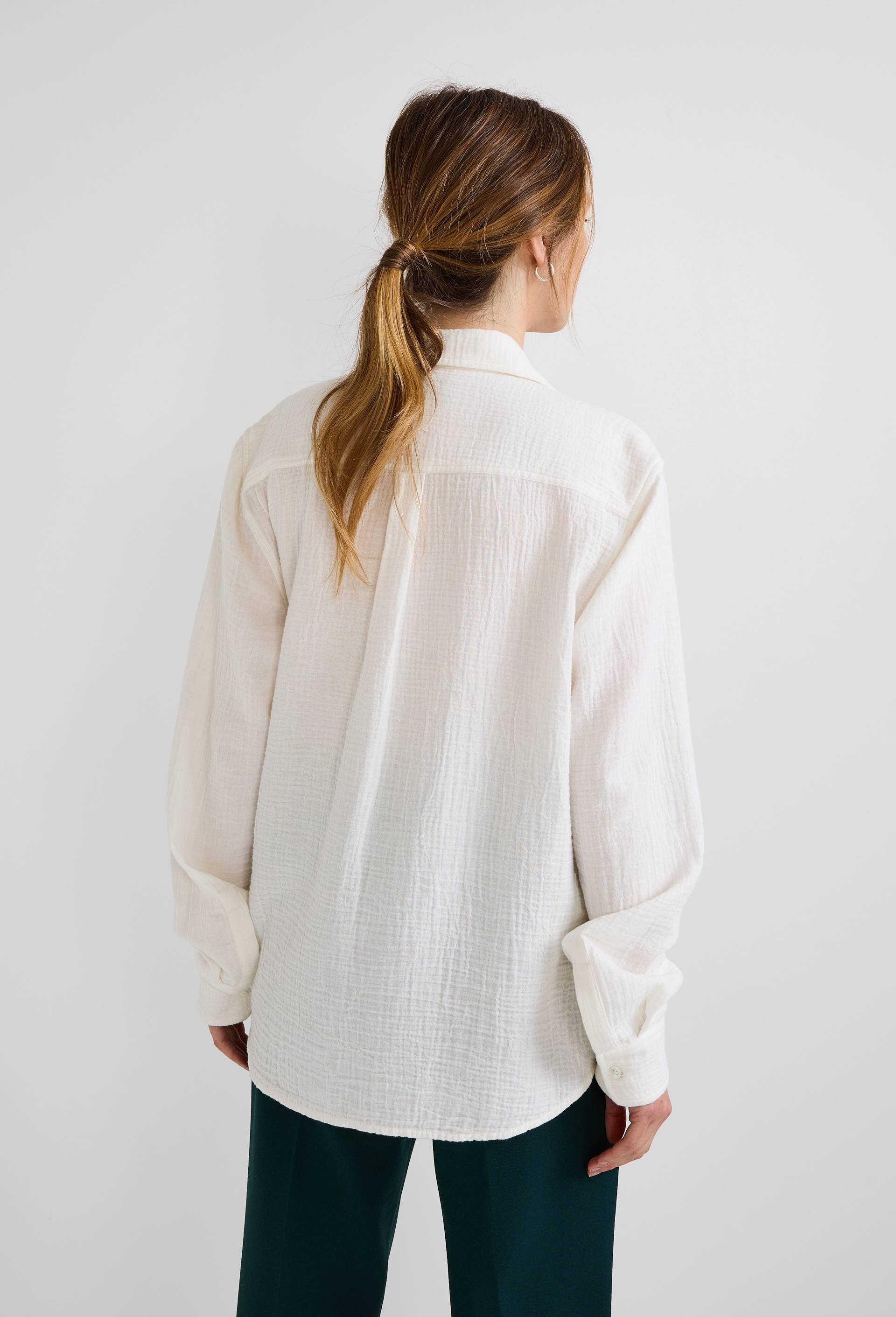 Chemise manches longues unie en coton BIO GOTS ECRU pour femme MONOPRIX