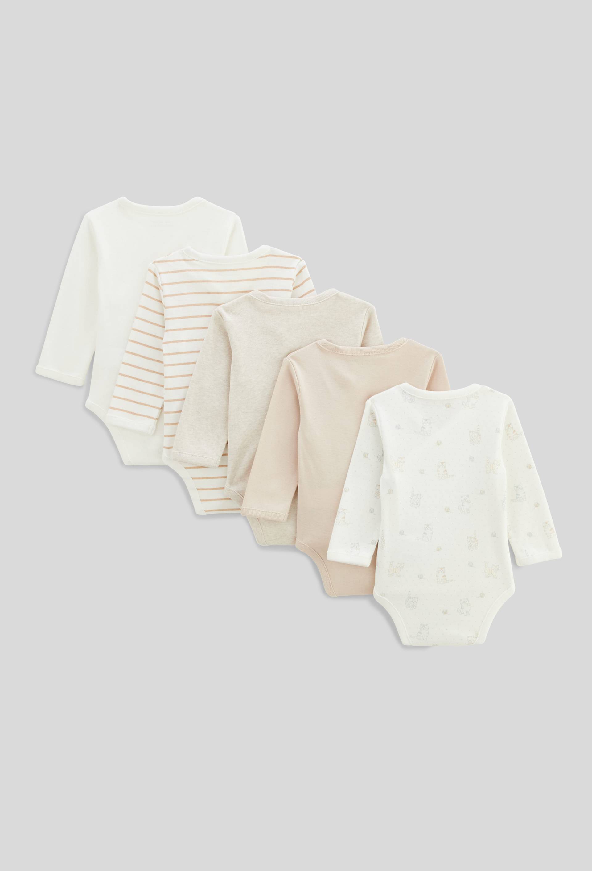 Lot de 5 bodies croisés manches longues imprimé en coton BIO GOTS ECRU ...