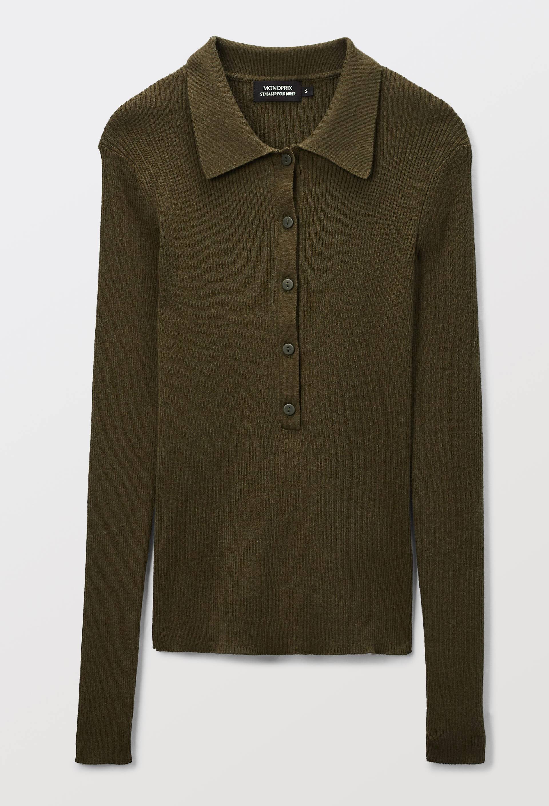 Pull col polo contenant du coton et cachemire VERT FONCE pour femme ...