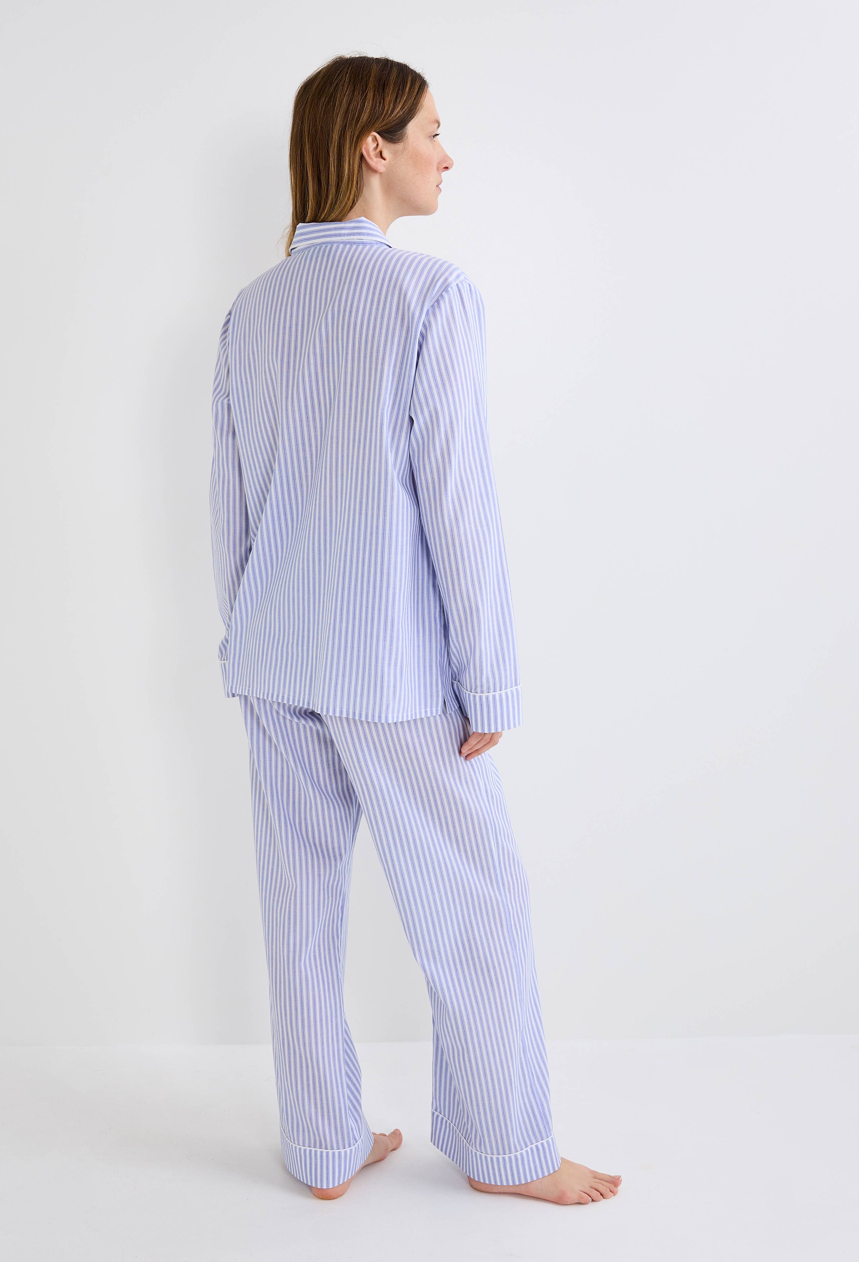 Pyjama long à rayures en coton BIO BLEU CLAIR pour femme MONOPRIX