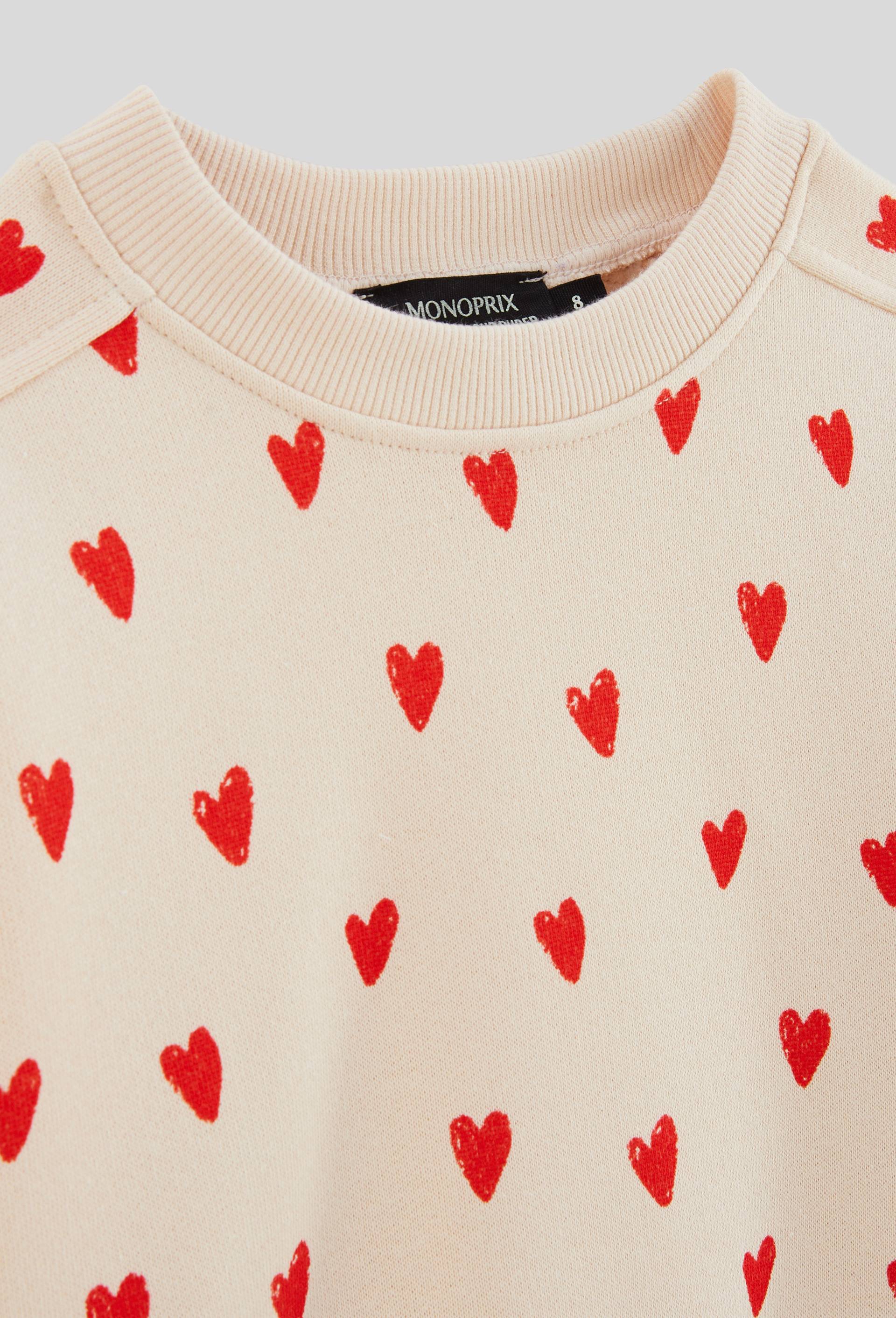 Sweat imprimé contenant du coton BIO GOTS BEIGE CLAIR pour enfant MONOPRIX