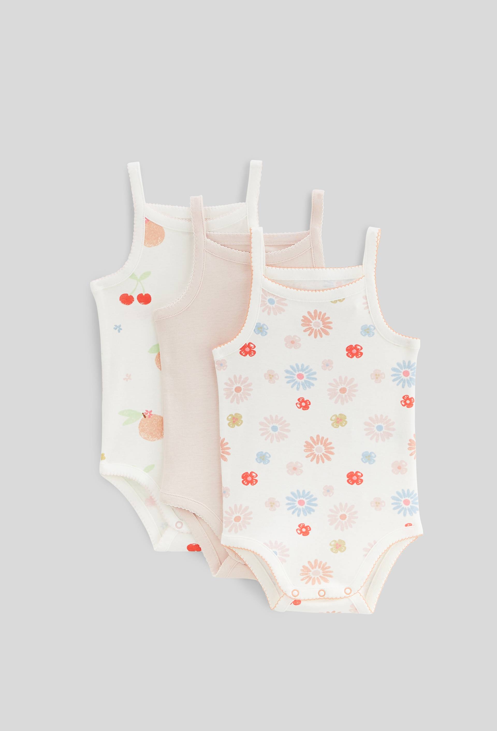 Lot de 3 bodies à bretelles imprimé en coton BIO GOTS ECRU pour bébé ...