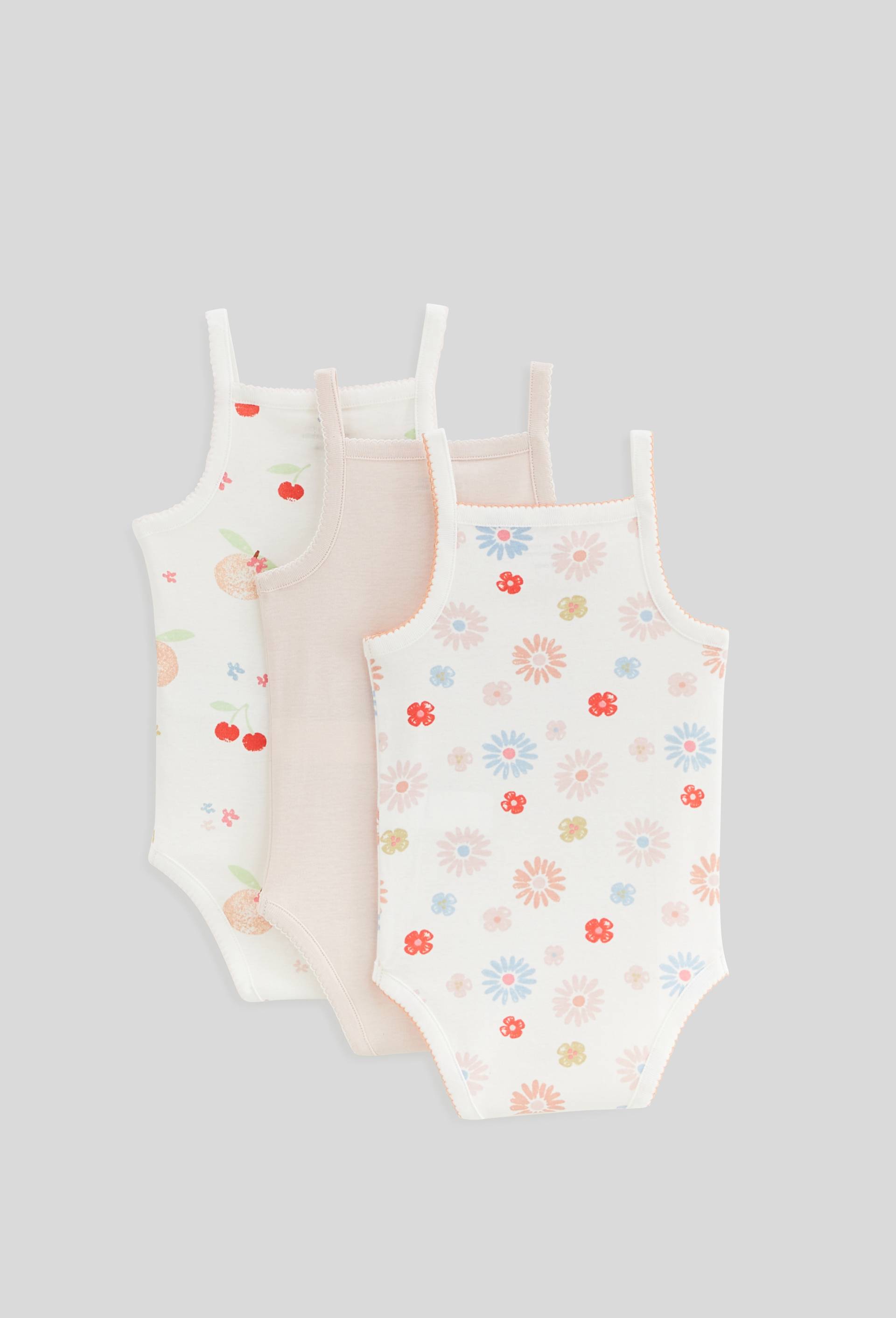 Lot de 3 bodies à bretelles imprimé en coton BIO GOTS ECRU pour bébé ...
