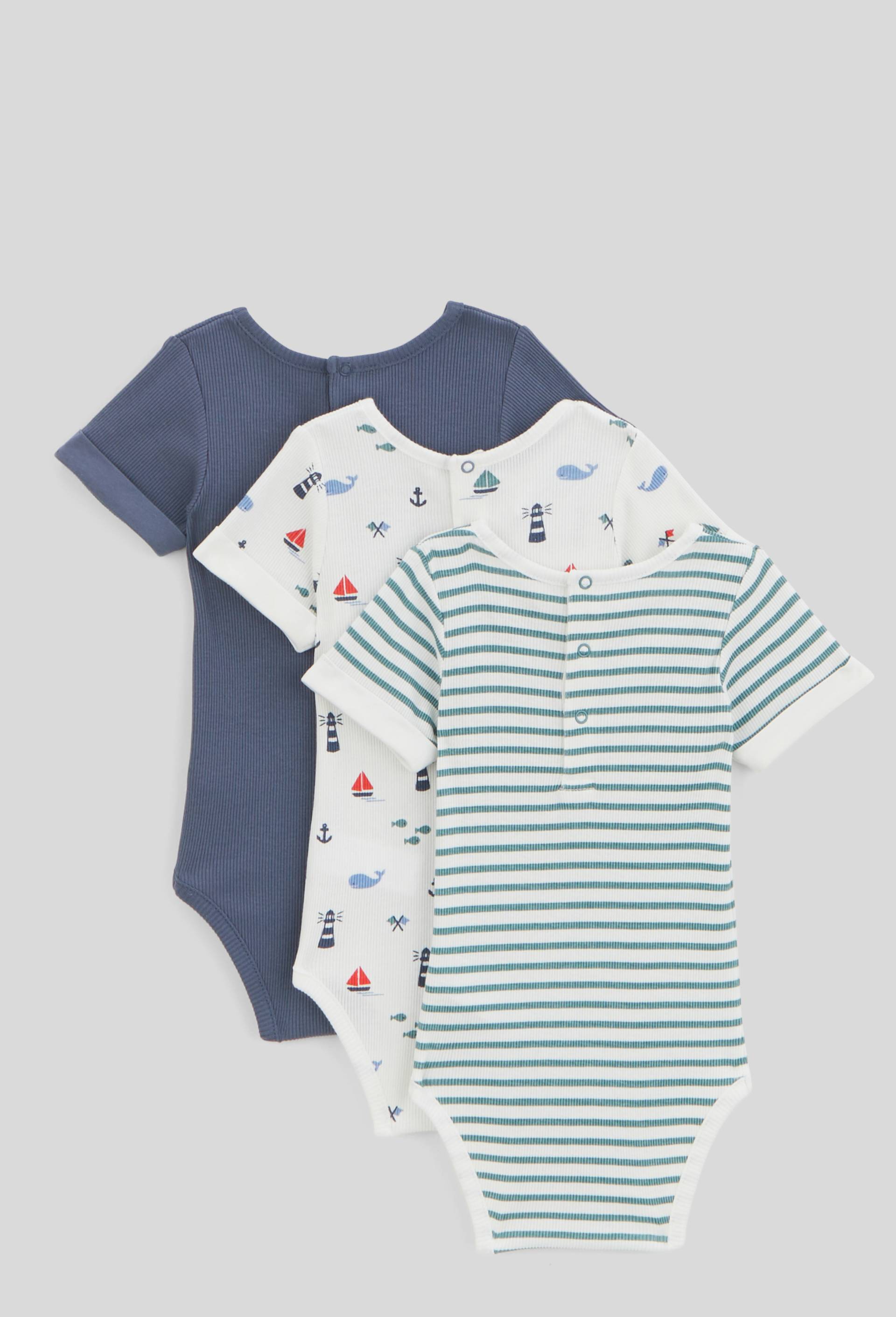 Lot de 3 bodies manches courtes imprimé en coton BIO GOTS ECRU pour ...