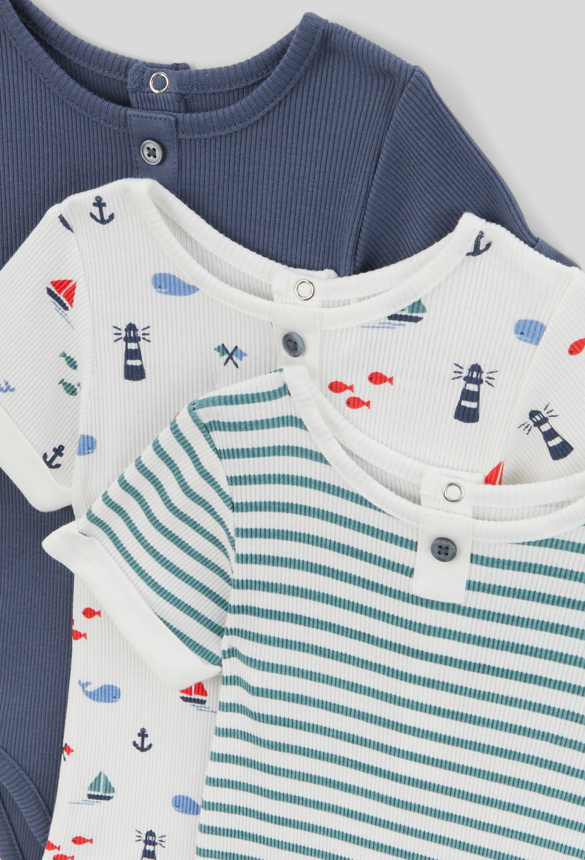 Lot de 3 bodies manches courtes imprimé en coton BIO GOTS ECRU pour ...