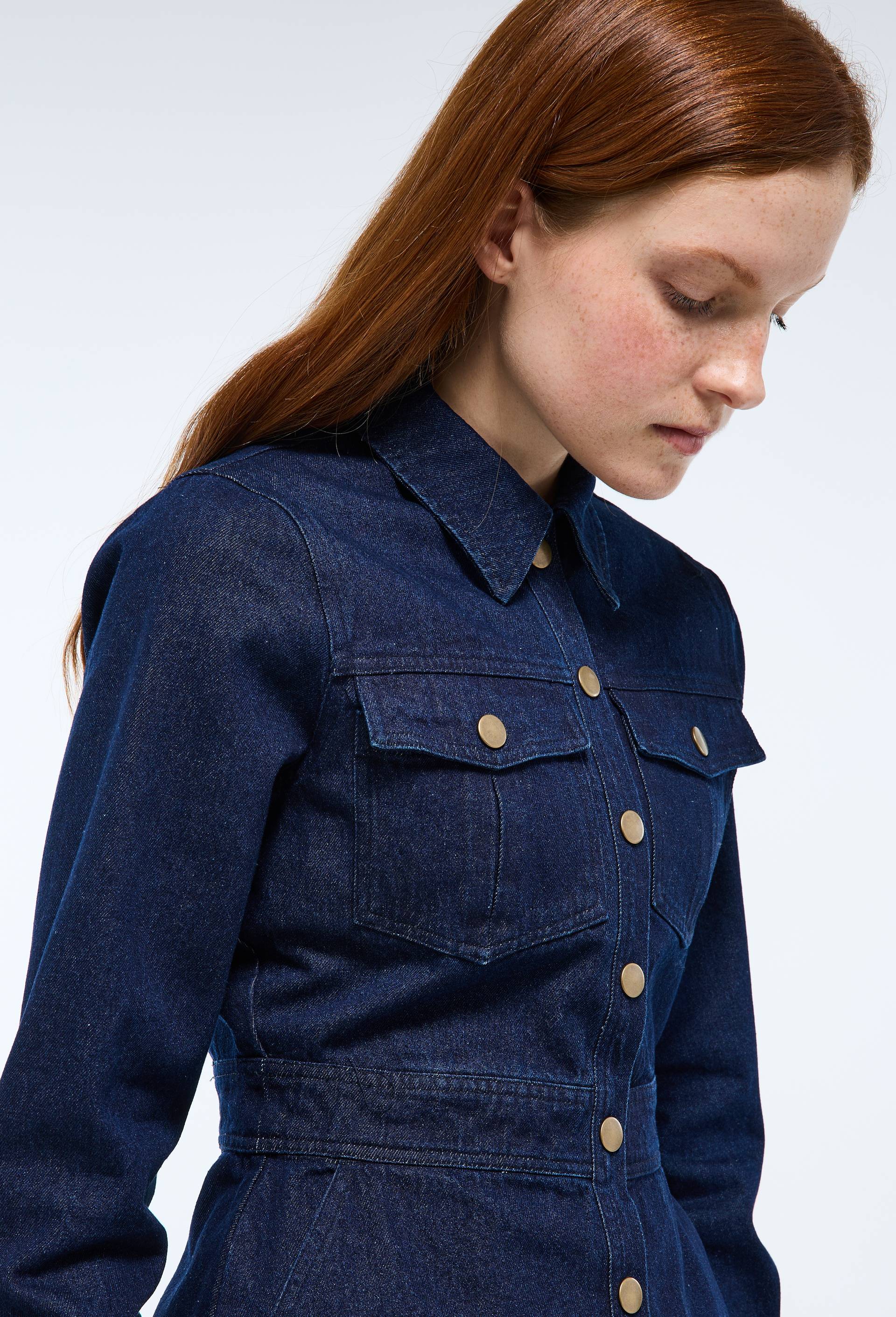 Robe courte cintrée denim en coton BLEU FONCE pour femme MONOPRIX
