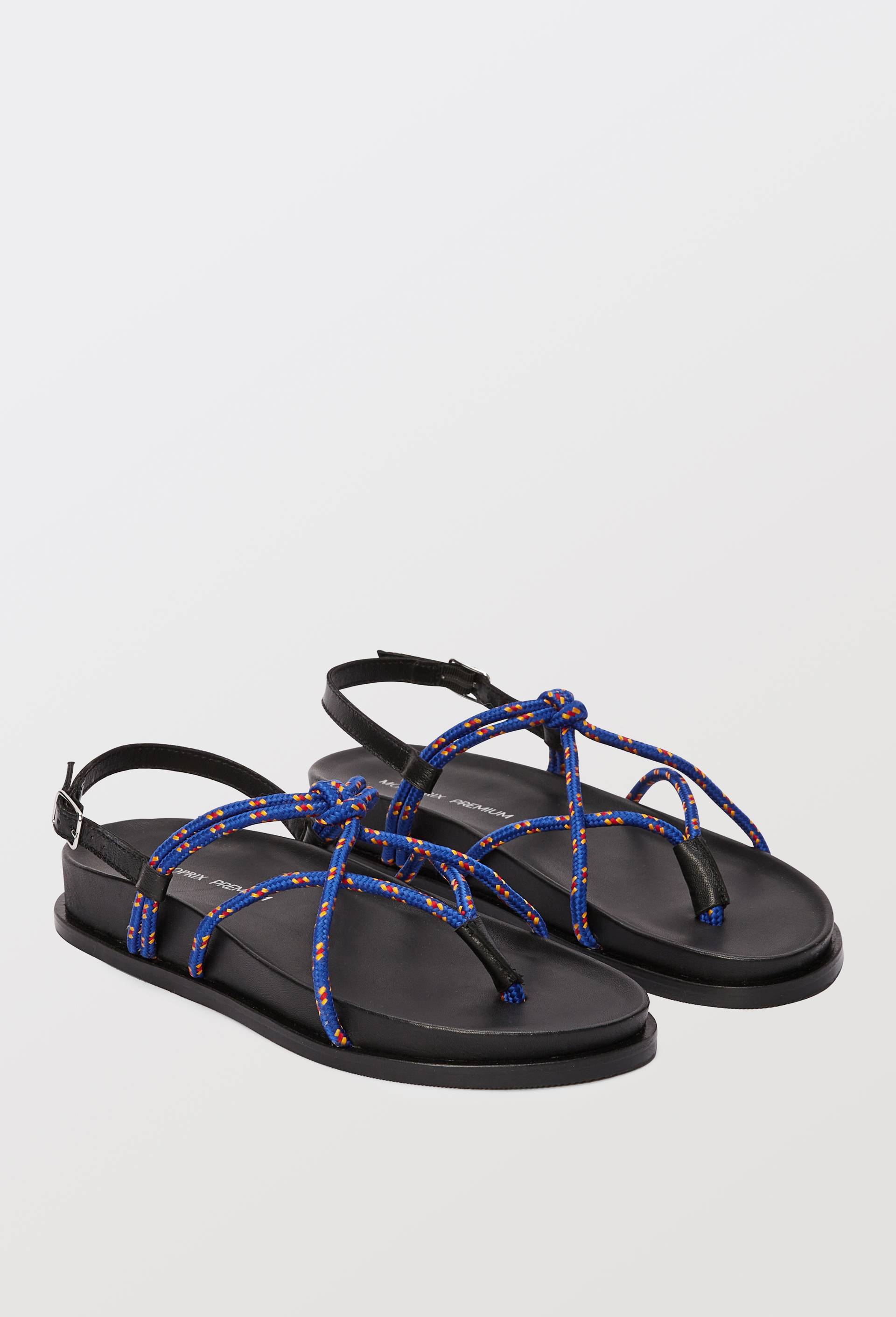 Sandales corde et cuir NOIR pour femme MONOPRIX PREMIUM