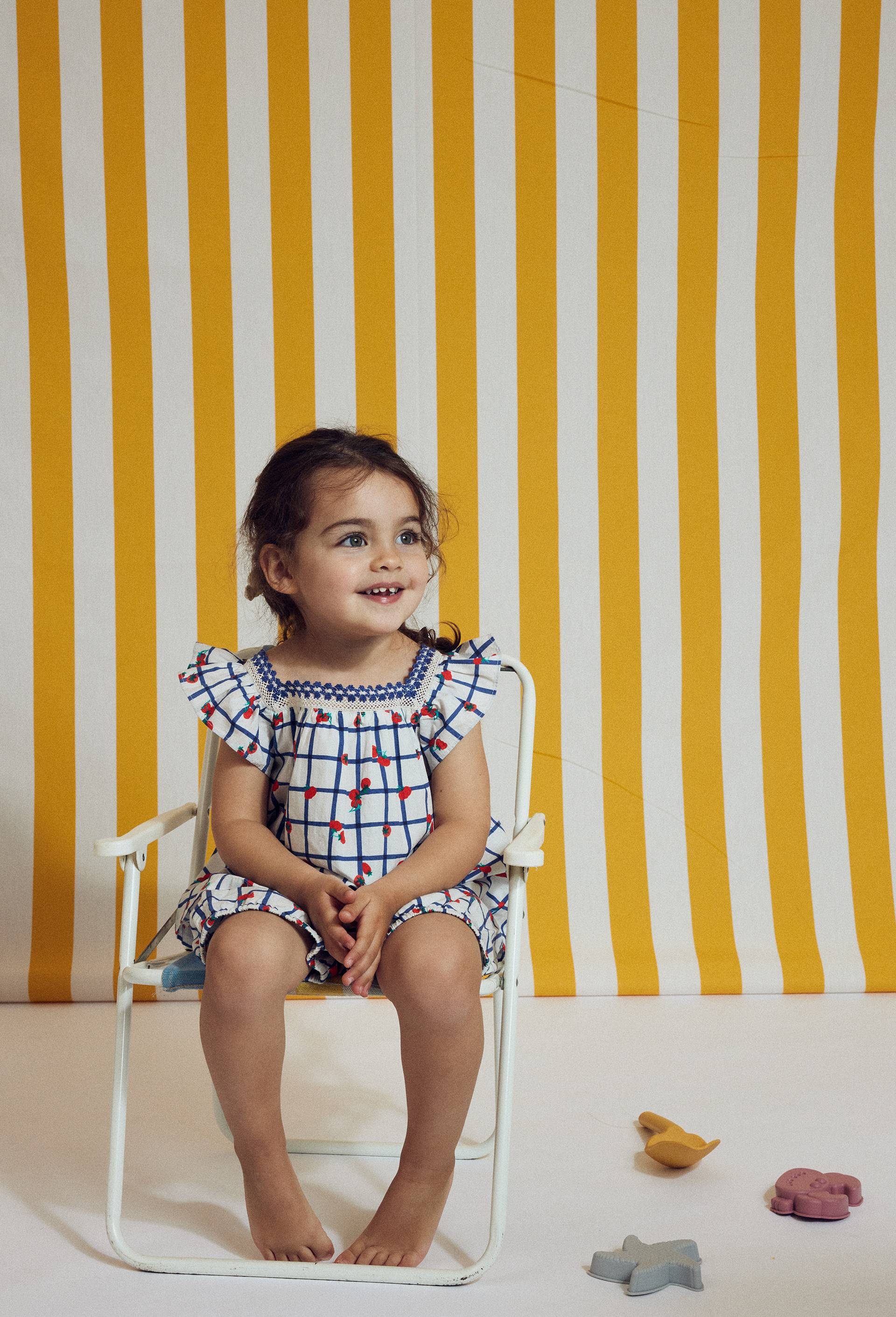 Ensemble Blouse Manches Courtes Et Short Imprimés En Coton Beige Clair Pour Bébé Boutchou 