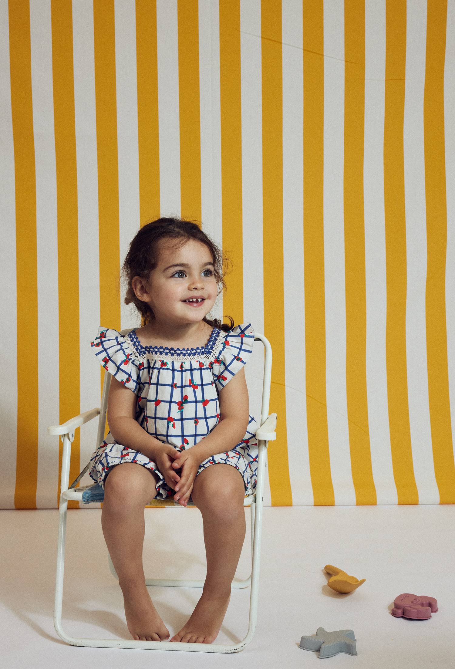 Ensemble Blouse Manches Courtes Et Short Imprimés En Coton Beige Clair Pour Bébé Boutchou