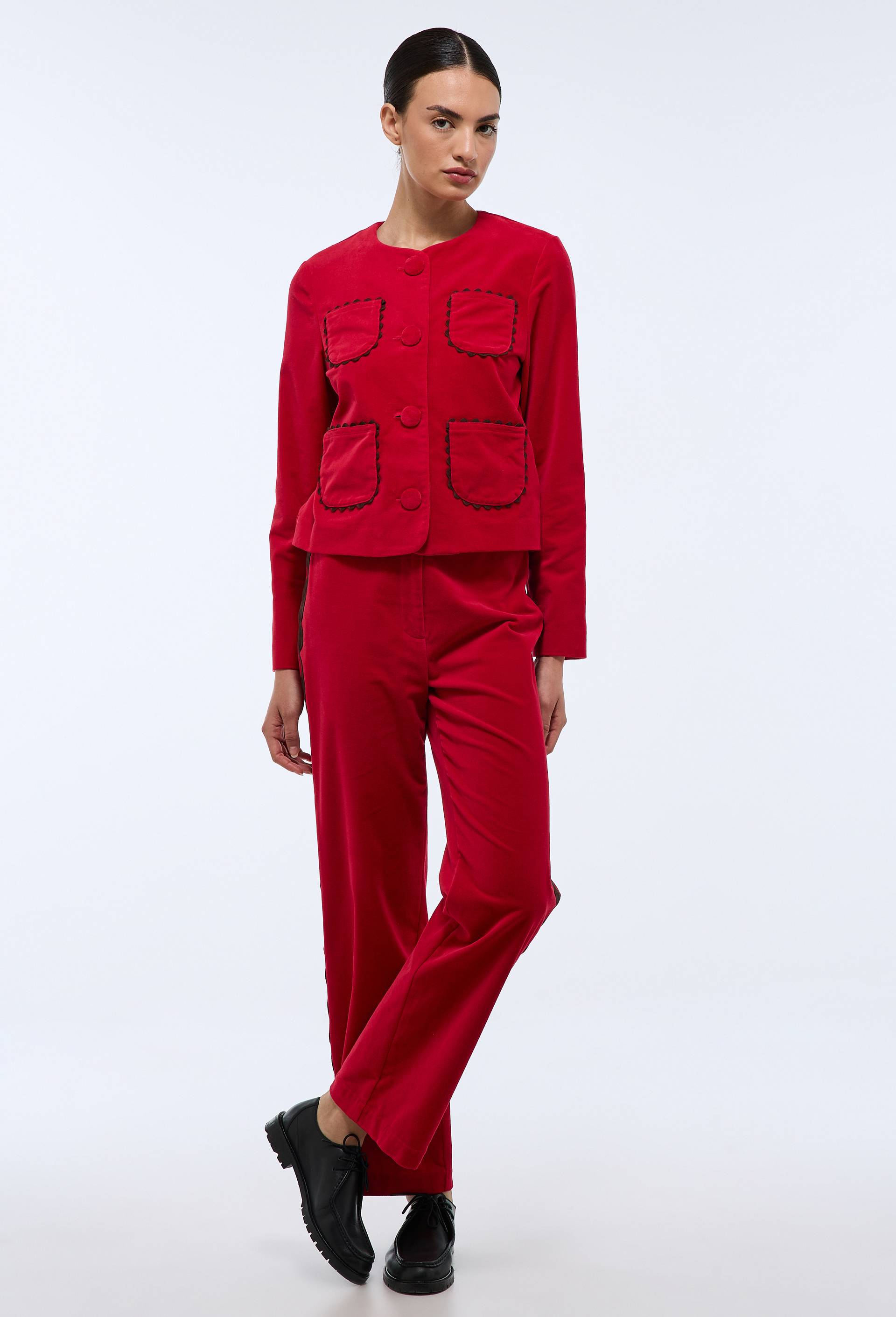 Pantalon en velours de coton - LA VESTE X MONOPRIX ROUGE pour femme MONOPRIX CREATEURS