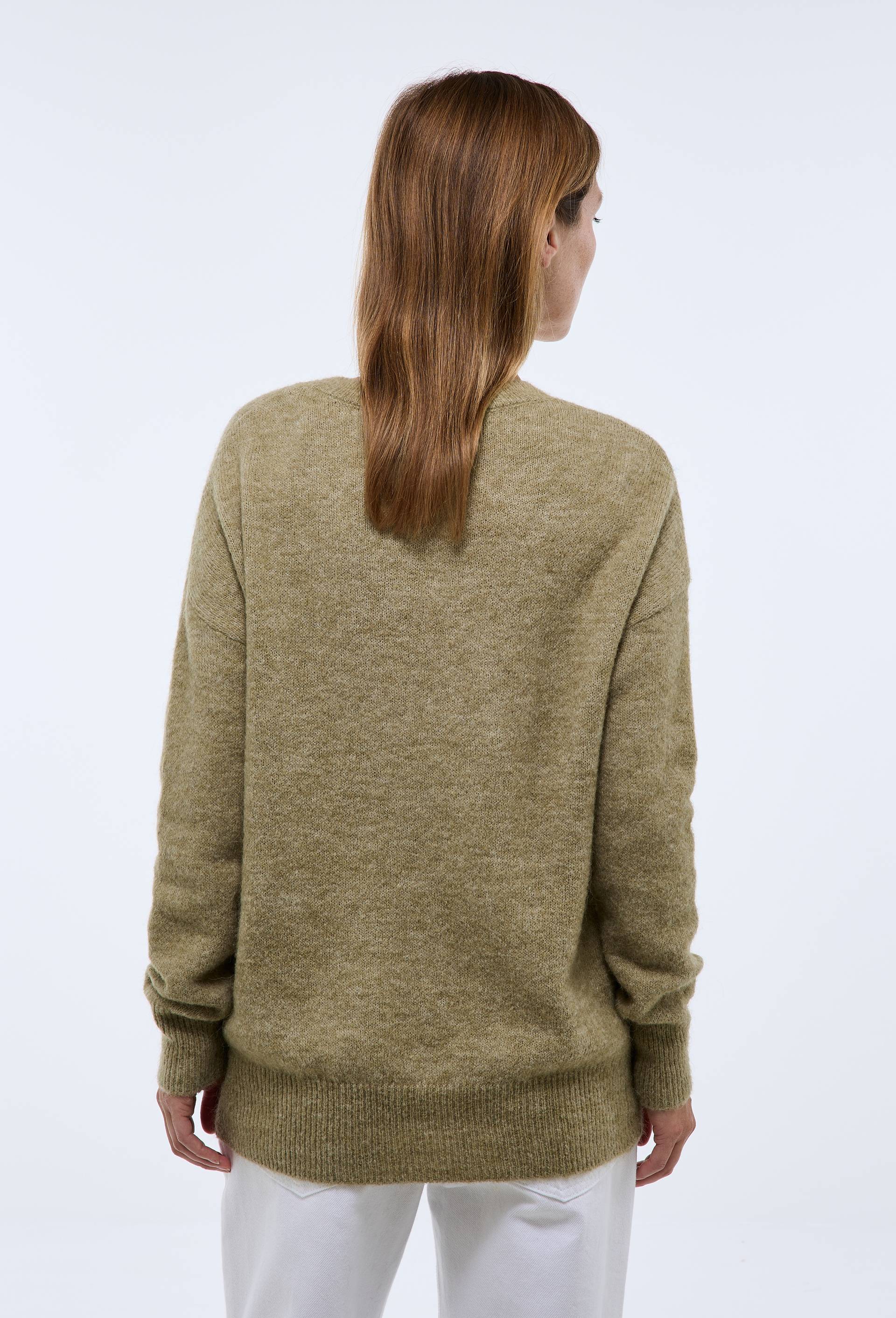 Pull col V uni contenant de l'alpaga VERT CLAIR pour femme MONOPRIX