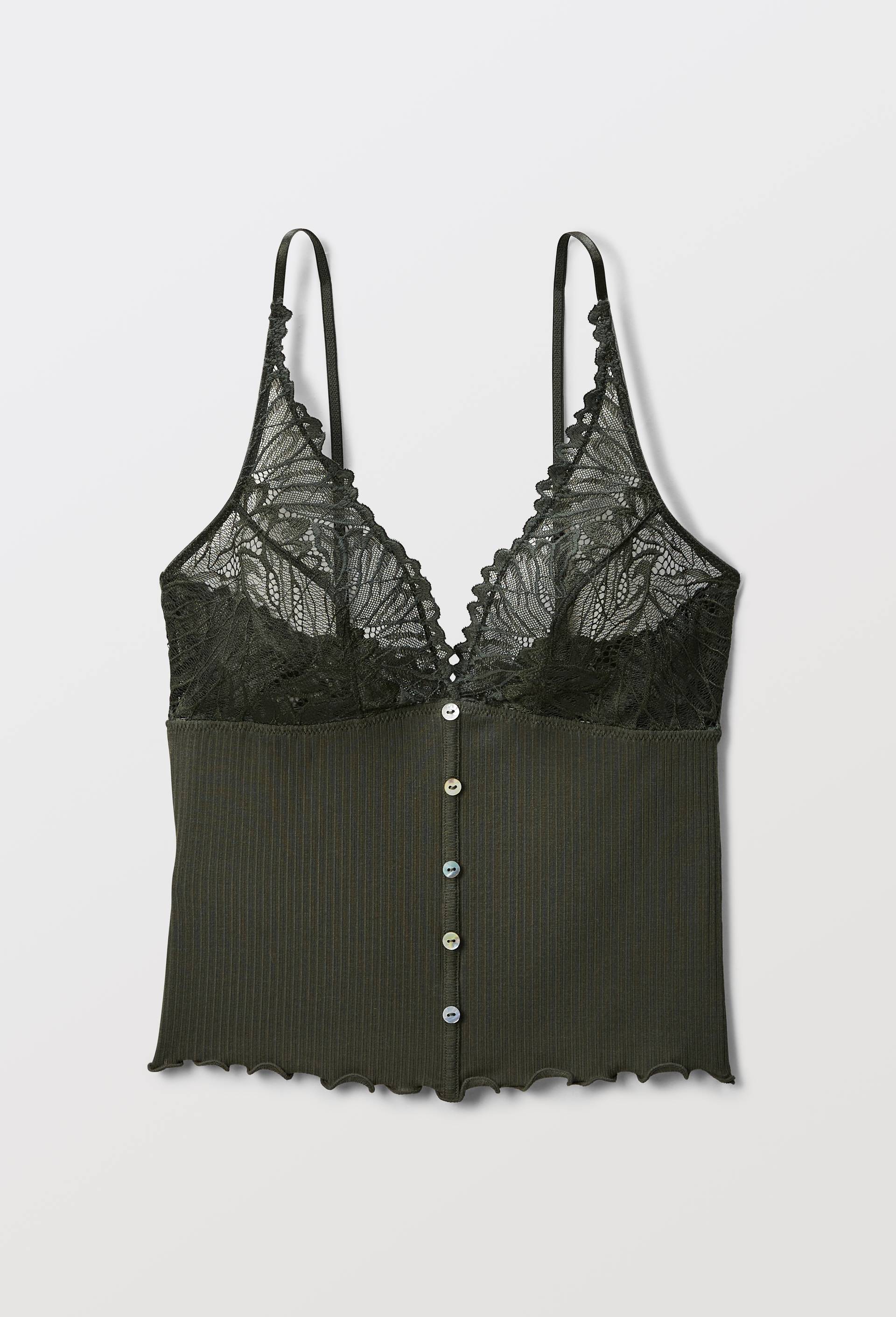 Caraco fines bretelles SYLVANA avec dentelle VERT FONCE pour femme MONOPRIX