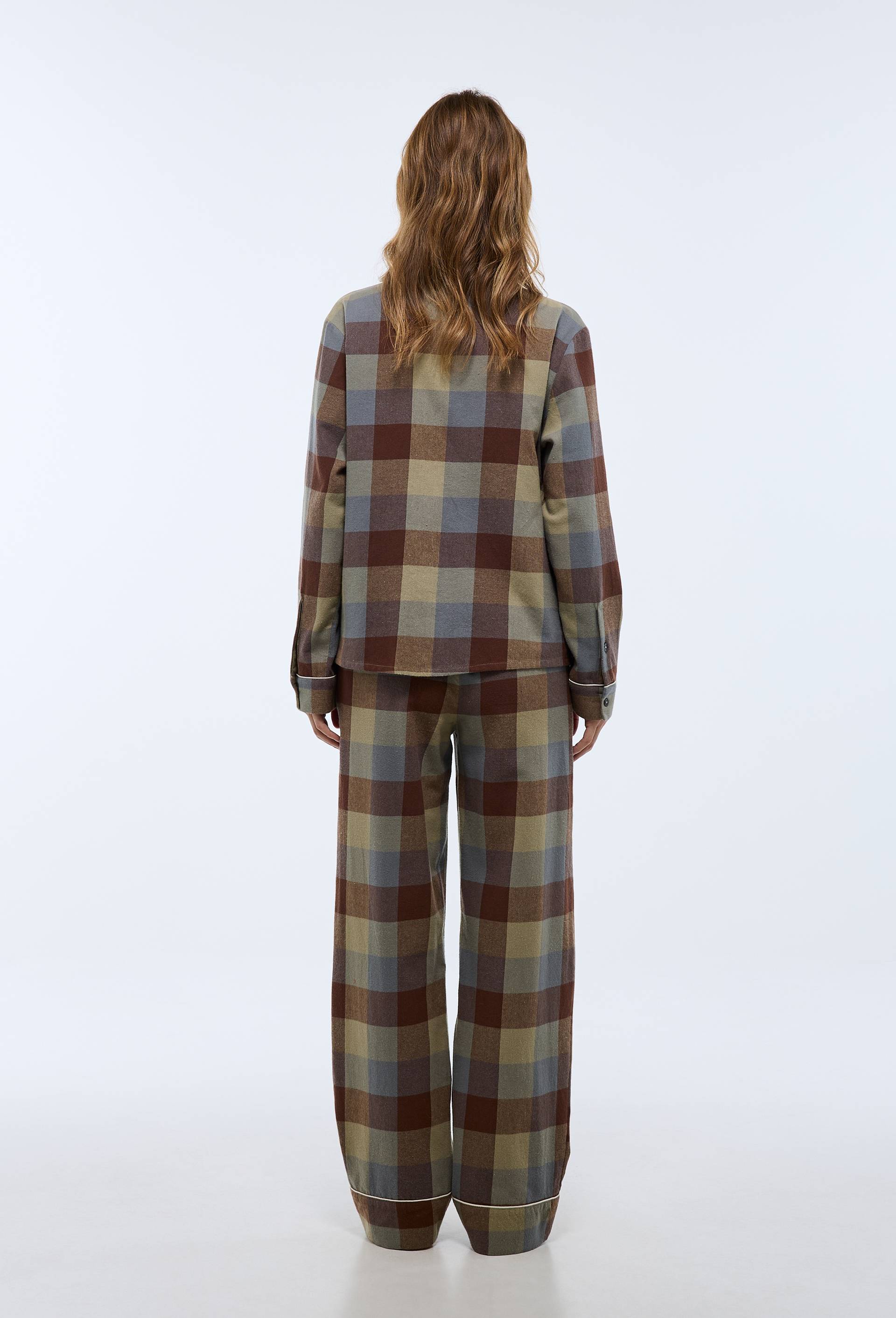 Pyjama vichy en coton graté GRIS pour femme MONOPRIX