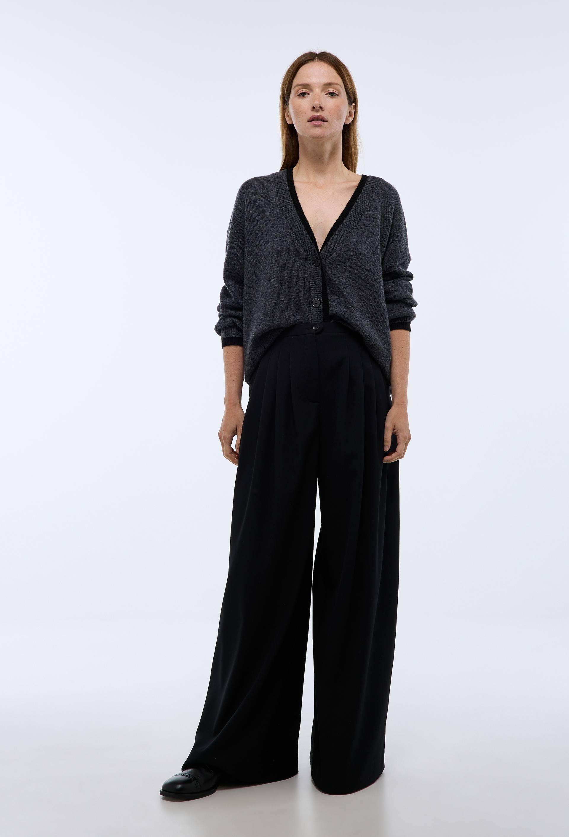 Pantalon large fluide contenant de la laine NOIR pour femme MONOPRIX