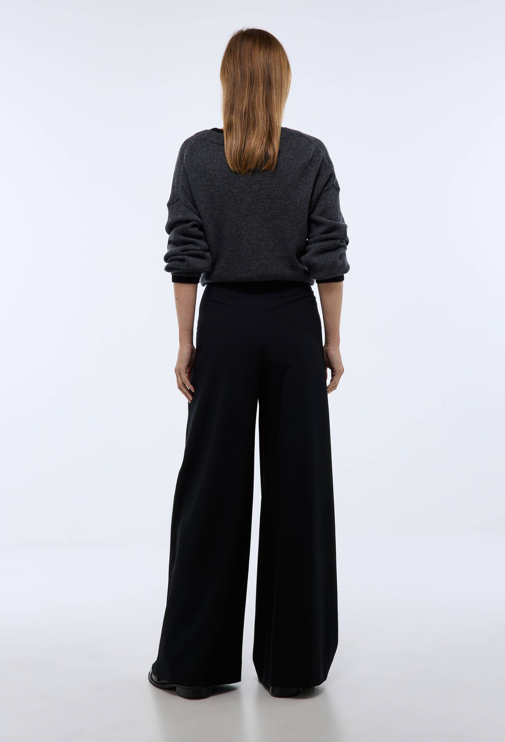 Pantalon large fluide contenant de la laine NOIR pour femme MONOPRIX