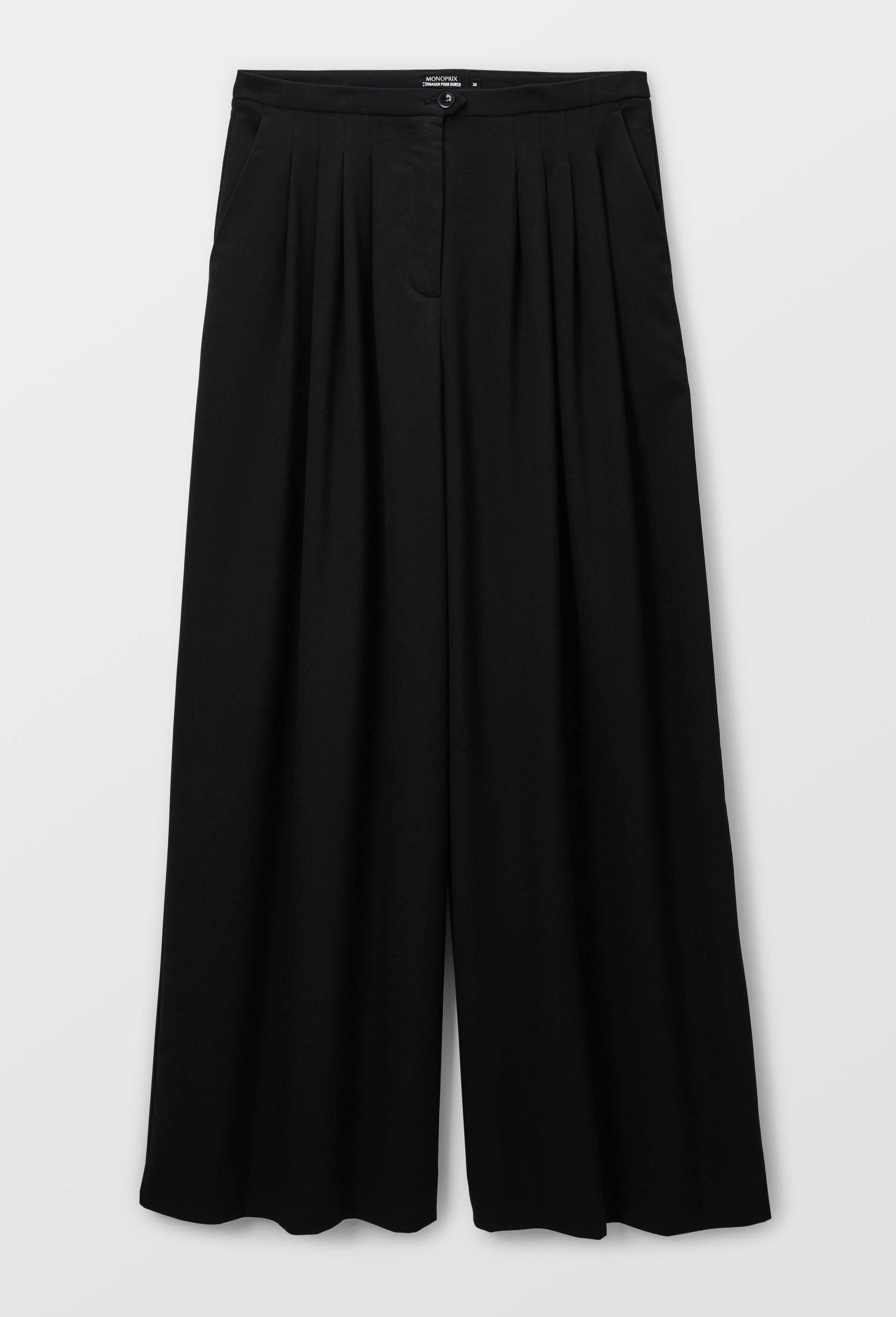 Pantalon large fluide contenant de la laine NOIR pour femme MONOPRIX