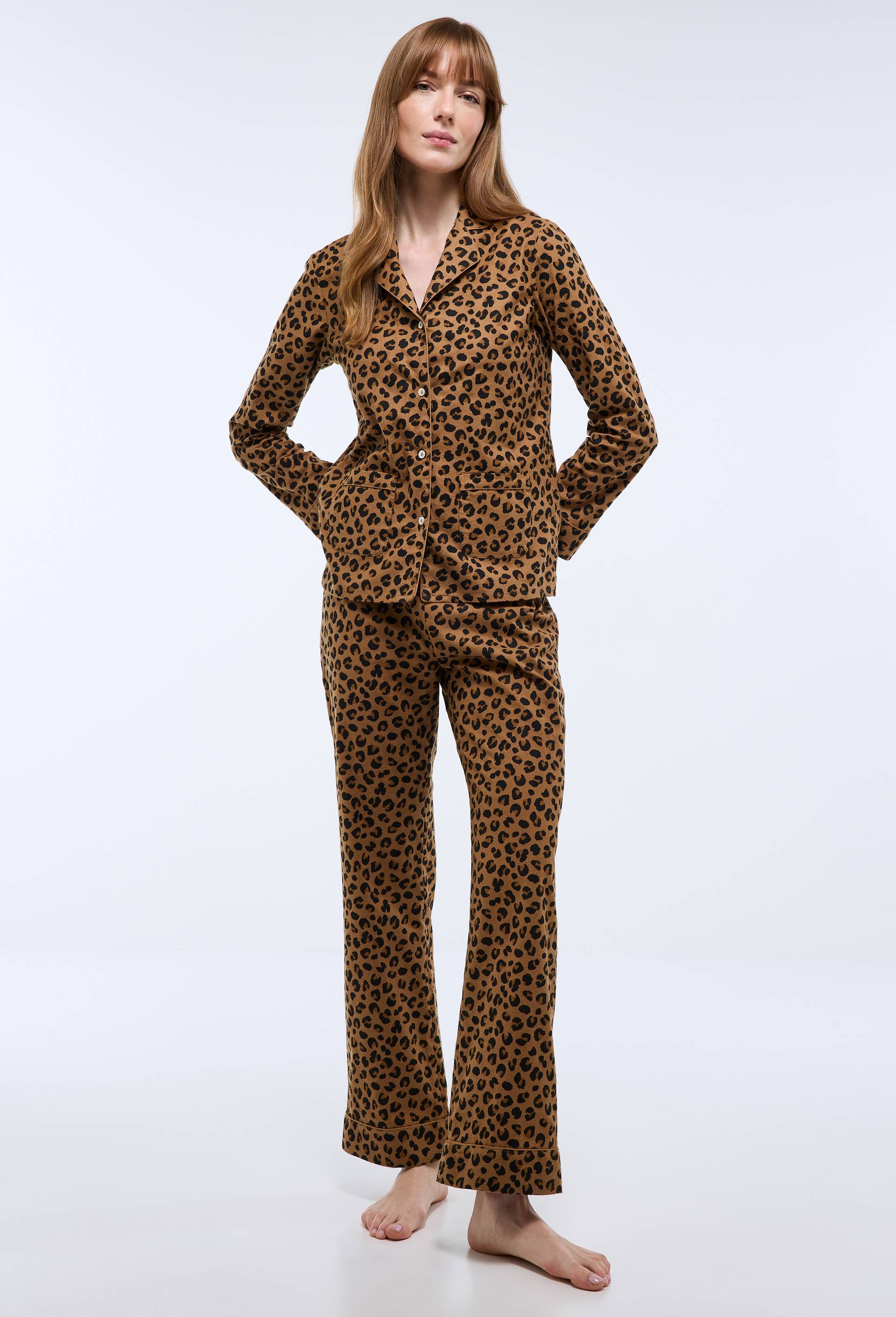 Pyjama imprimé léopard en coton BIO GOTS BRUN CLAIR pour femme MONOPRIX