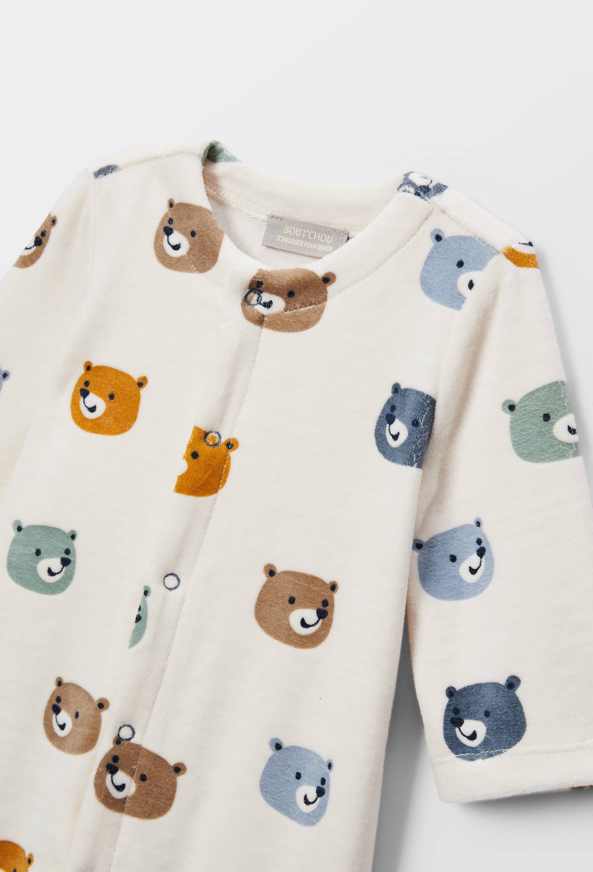 Dors bien sans pieds en velours en coton BIO GOTS BEIGE CLAIR pour bébé BOUT'CHOU